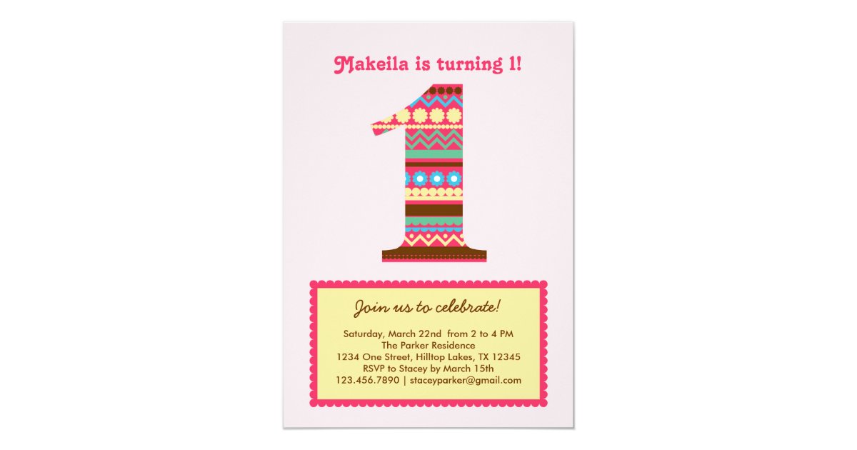 Big Number One Birthday Invitation | Zazzle.com