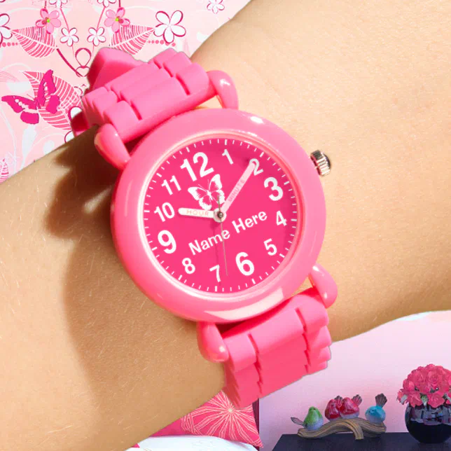 Big Numbers Personalized Girls Watches with NAME | Zazzle