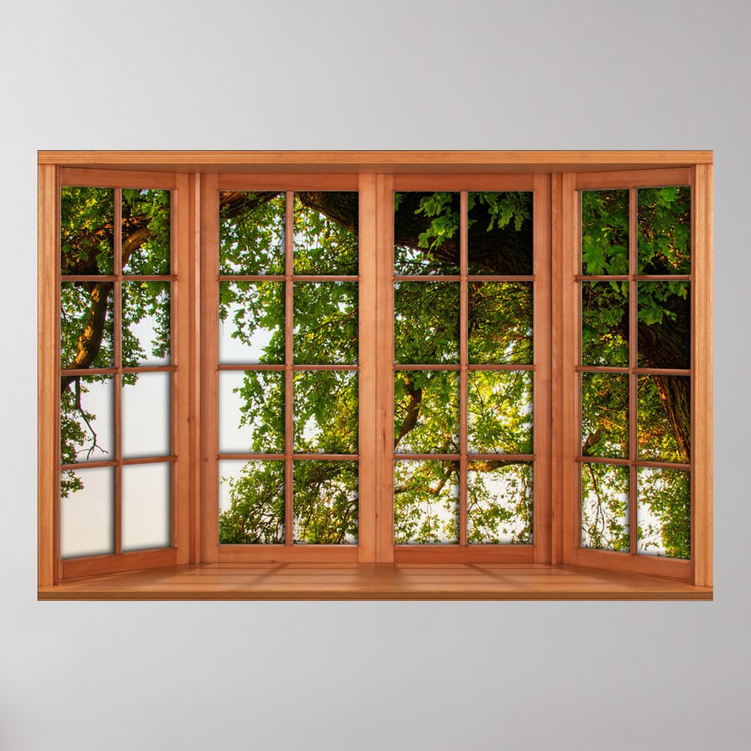 Big Old Country Oak Tree Fake Window Illusion Poster | Zazzle
