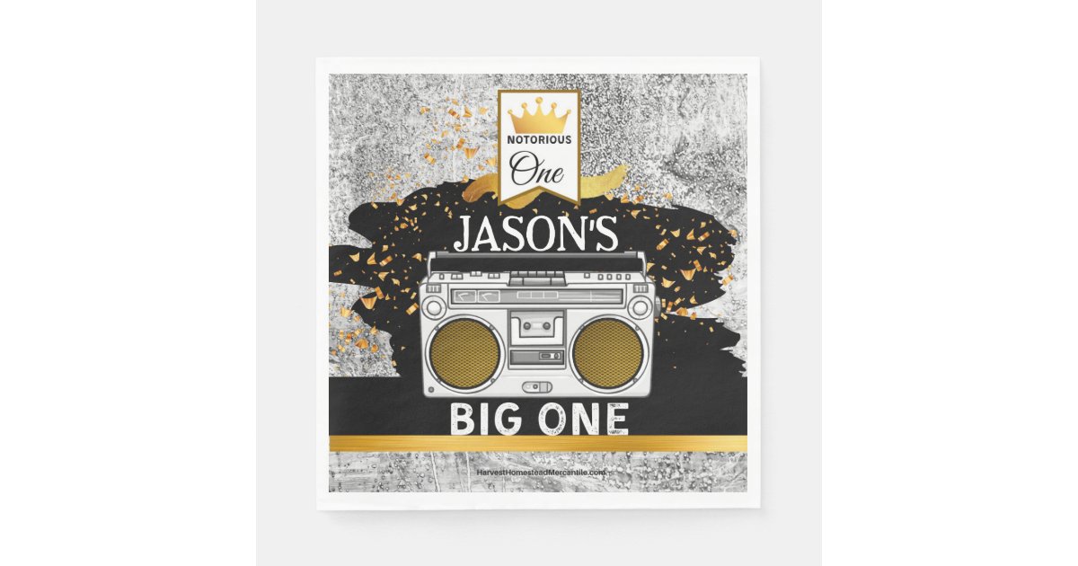 BIG ONE 1st Birthday Boombox Napkins | Zazzle