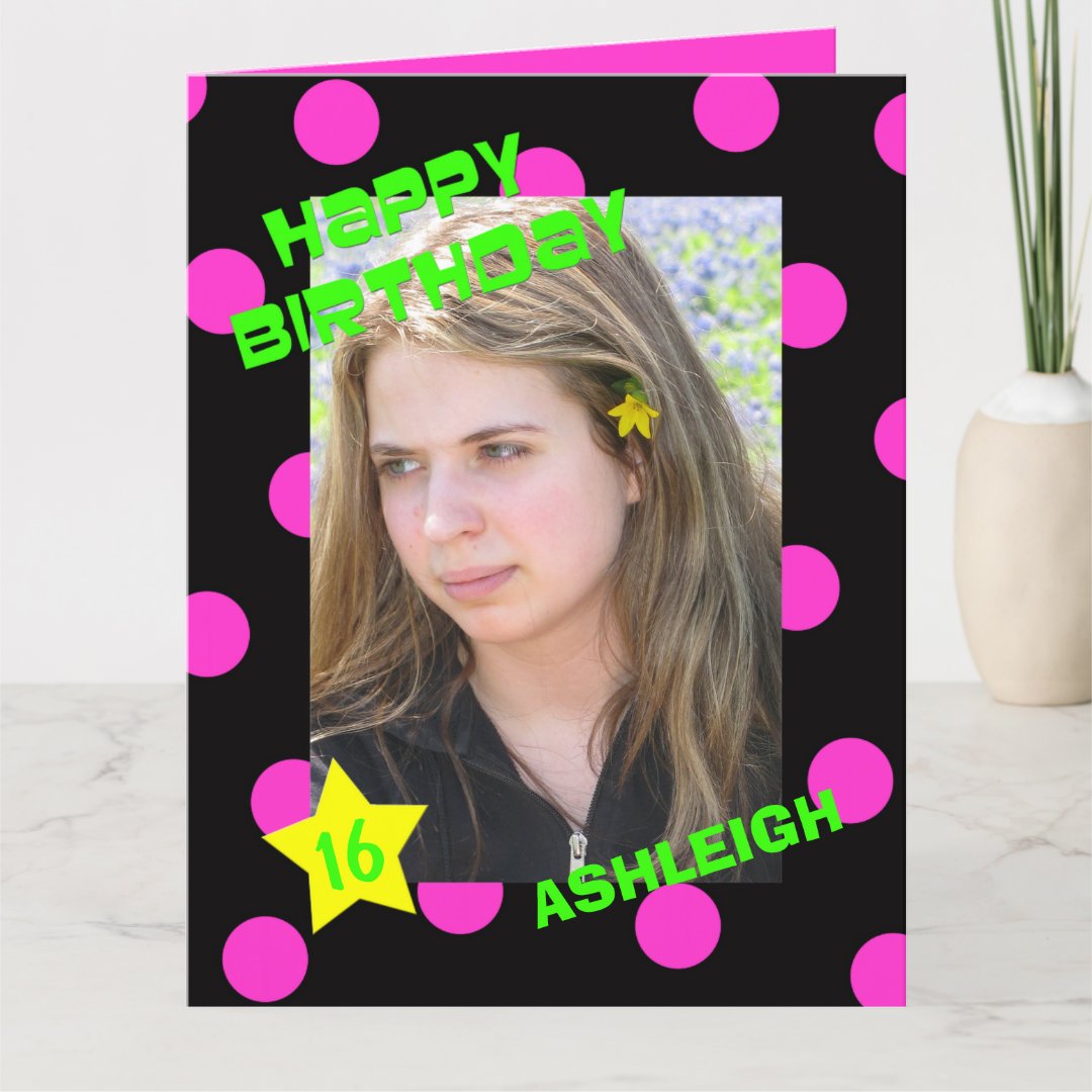 Big or Large Birthday Cards with Age and Photo | Zazzle
