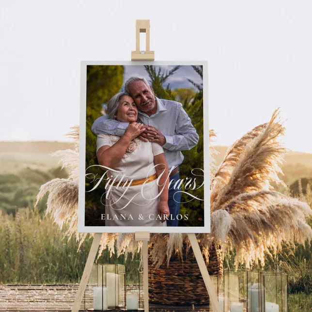 Big Photo White Border 50th Wedding Anniversary Foam Board | Zazzle