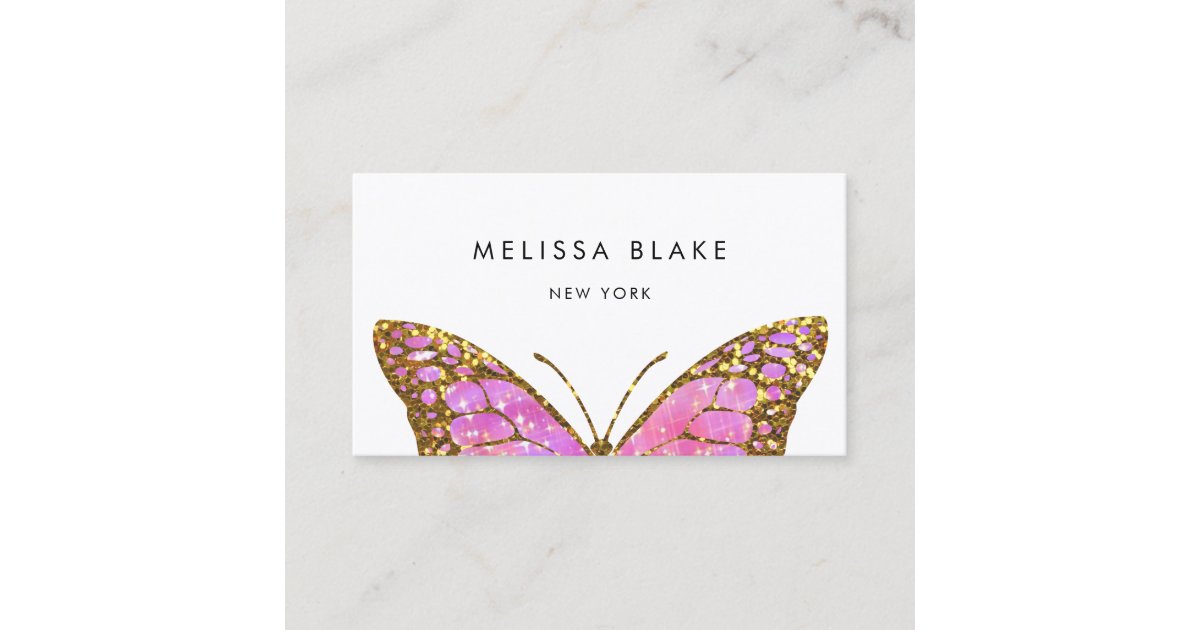 big pink butterfly business card | Zazzle