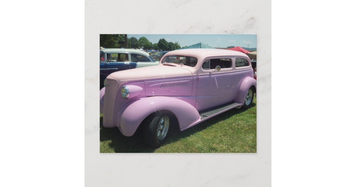 Big Pink Car Postcard | Zazzle