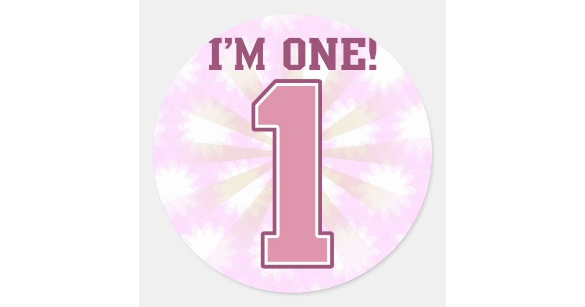 Big Pink Number One, Girl's First Birthday Classic Round Sticker | Zazzle