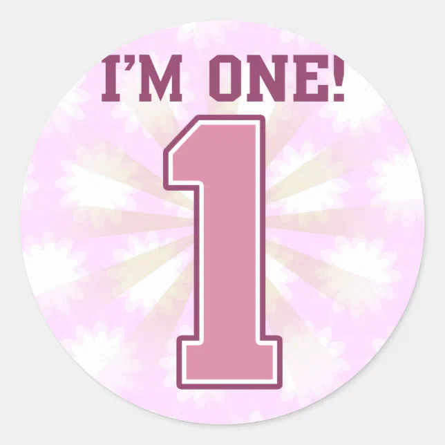 Big Pink Number One, Girl's First Birthday Classic Round Sticker | Zazzle
