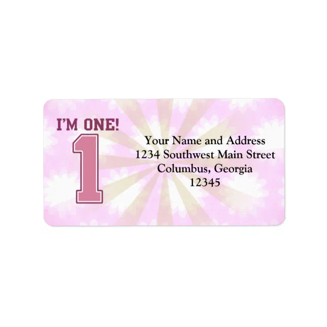 Big Pink Number One, Girl's First Birthday Label | Zazzle