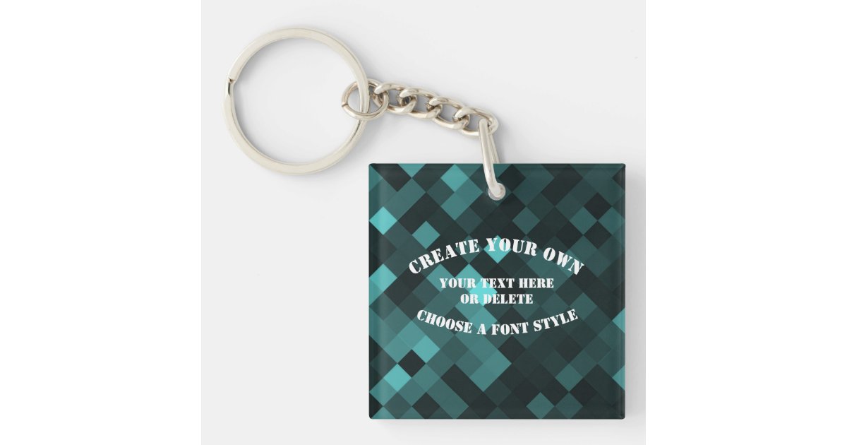 Big Pixel Background - Teal Keychain | Zazzle