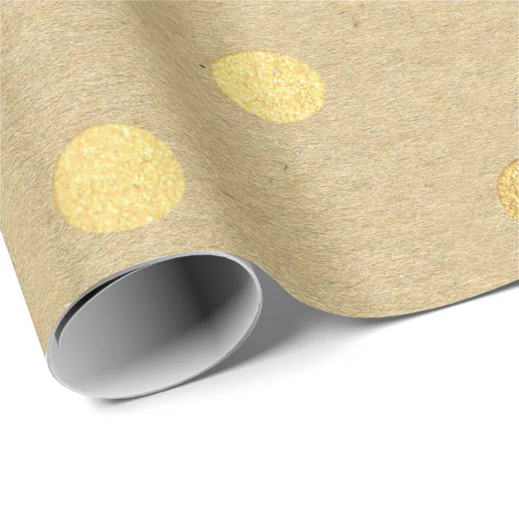 Big Polka Dots Kraft Gold Elegant Minimal Wrapping Paper | Zazzle