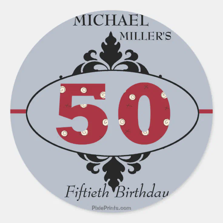 Big Red 50th - Birthday Party Sticker | Zazzle