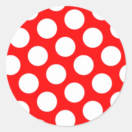 Big Red and White Polka Dots Classic Round Sticker | Zazzle.com