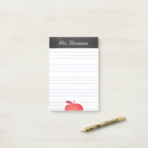 Big Red Apple Grade School Teacher Lined Post-it Notes | Zazzle