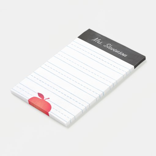 Big Red Apple Grade School Teacher Lined Post-it Notes | Zazzle