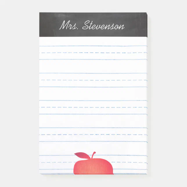 Big Red Apple Grade School Teacher Lined Post-it Notes | Zazzle