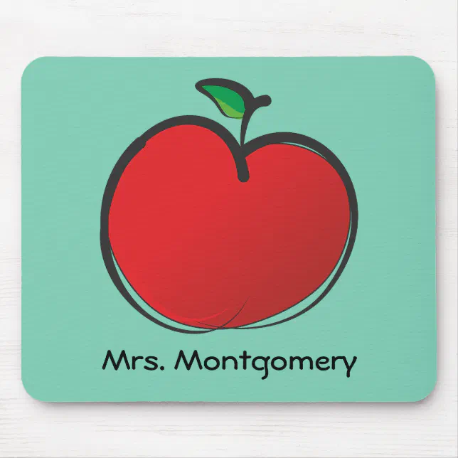 Big Red Apple Personalized Mouse Pad | Zazzle