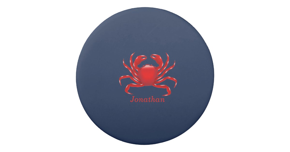 Big Red Crab on Blue Background Back to School Eraser | Zazzle