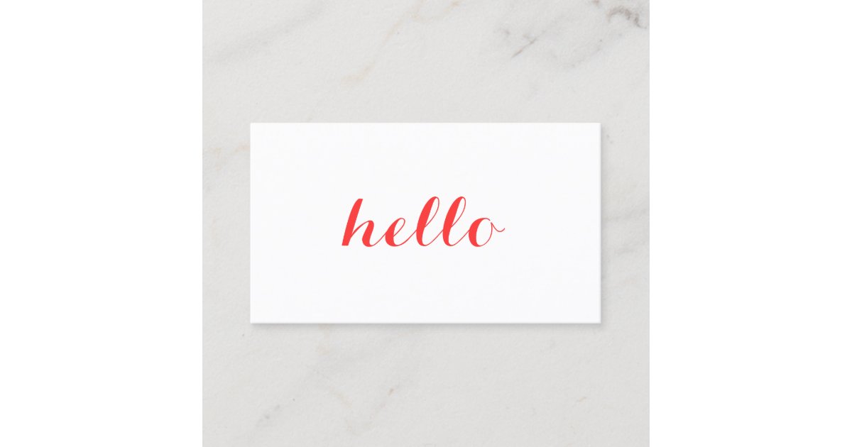 Big Red Hello Simply Stated Business Card | Zazzle