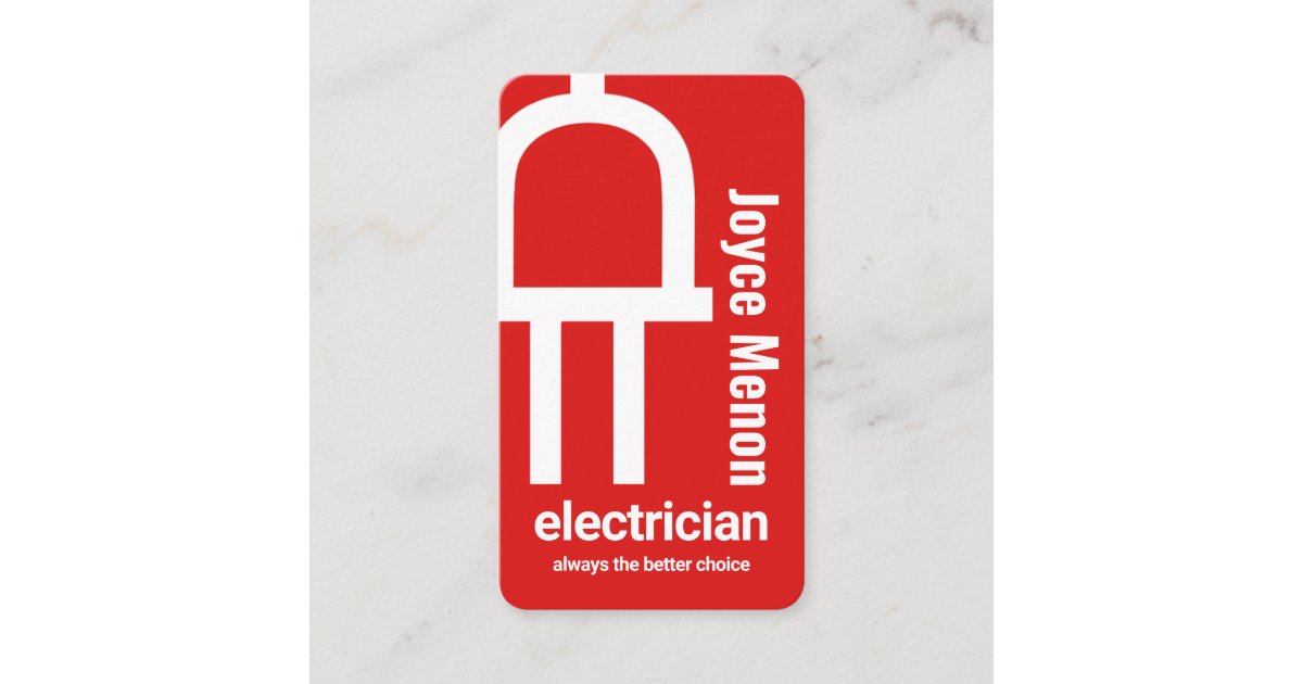 Big Red Power Plug Electricity Business Card | Zazzle