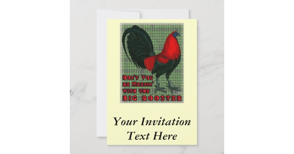 Big Red Rooster Invitation | Zazzle