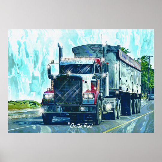 Big Rig Red Freight Truck Driver's Art Poster | Zazzle.com