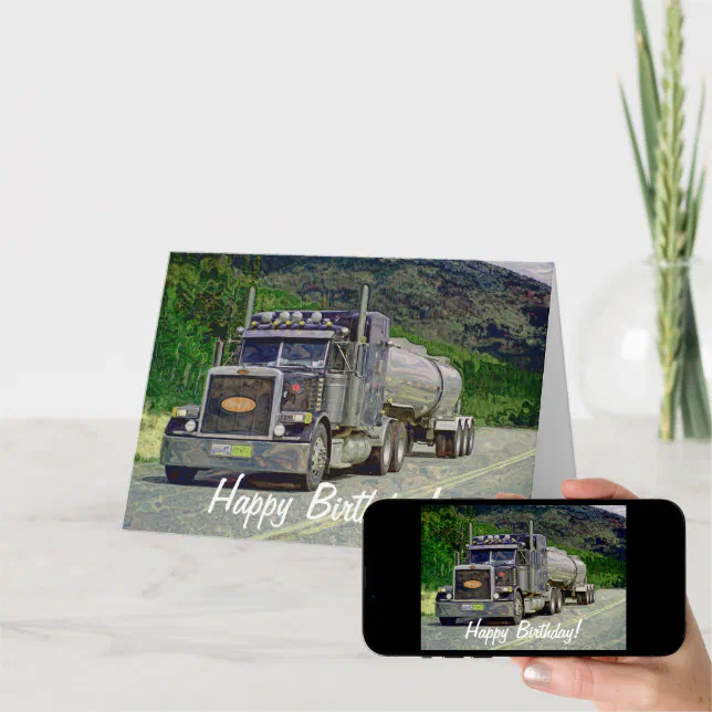 Big Rig Road-liner Truck-lover Birthday Card | Zazzle