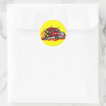Big Rig Truck Classic Round Sticker | Zazzle