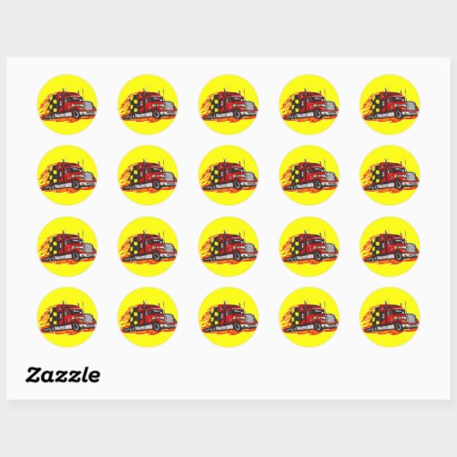 Big Rig Truck Classic Round Sticker | Zazzle