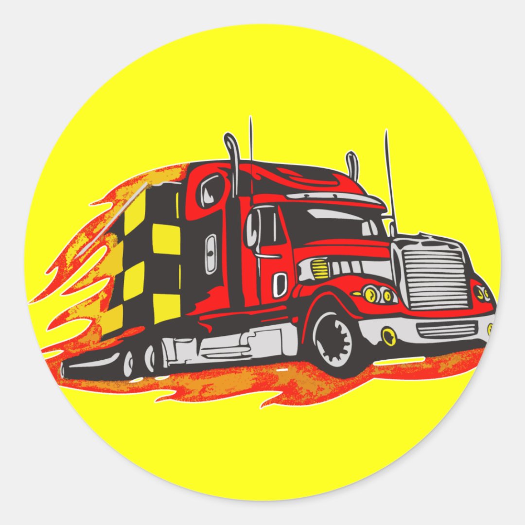 Big Rig Truck Classic Round Sticker | Zazzle