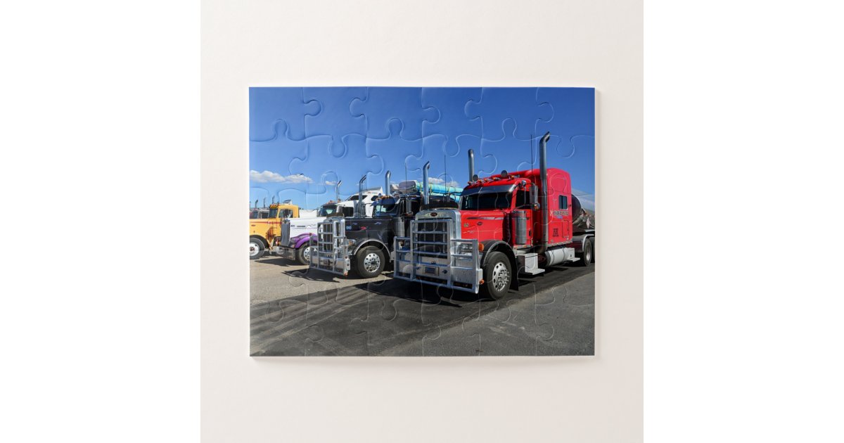 Big Rig Trucks At USA Truck Stop Jigsaw Puzzle | Zazzle