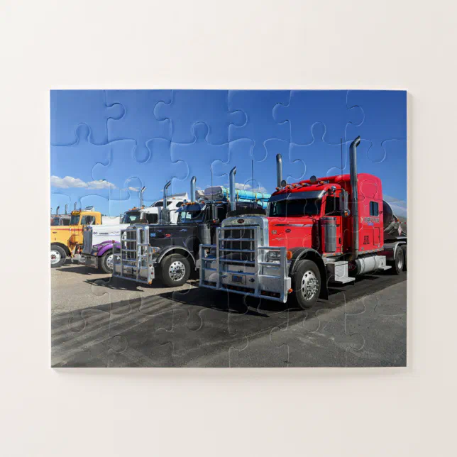 Big Rig Trucks At USA Truck Stop Jigsaw Puzzle | Zazzle
