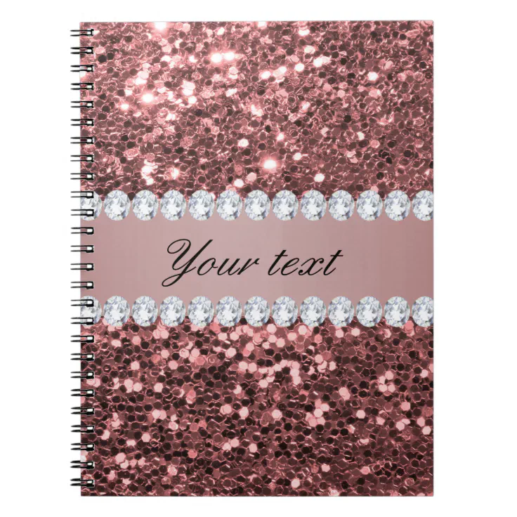 Big Rose Gold Faux Glitter and Diamonds Notebook | Zazzle