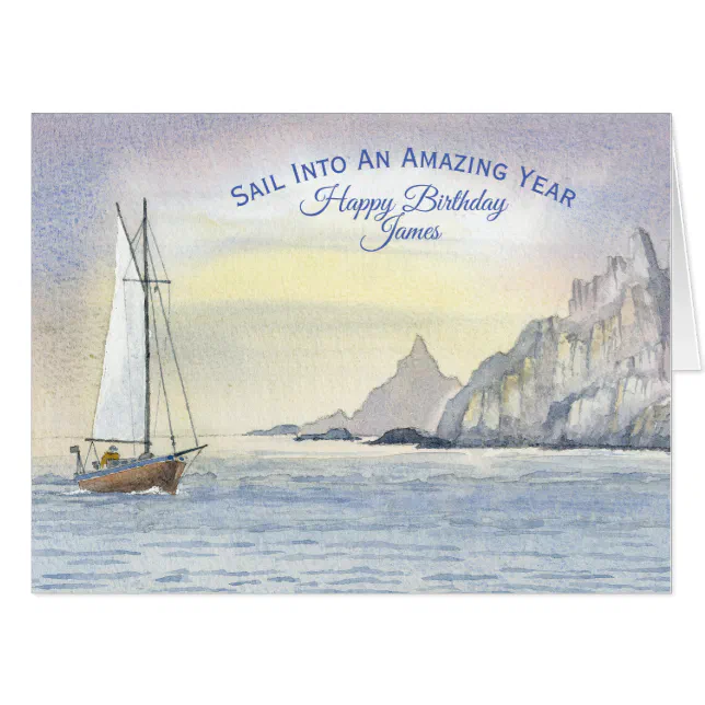 Big Sail Into An Amazing Year Fun Birthday Card | Zazzle