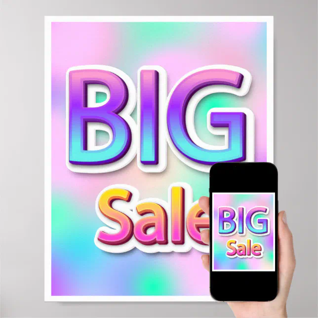 Big Sale Script Logo Garage Yard Holograph Poster | Zazzle