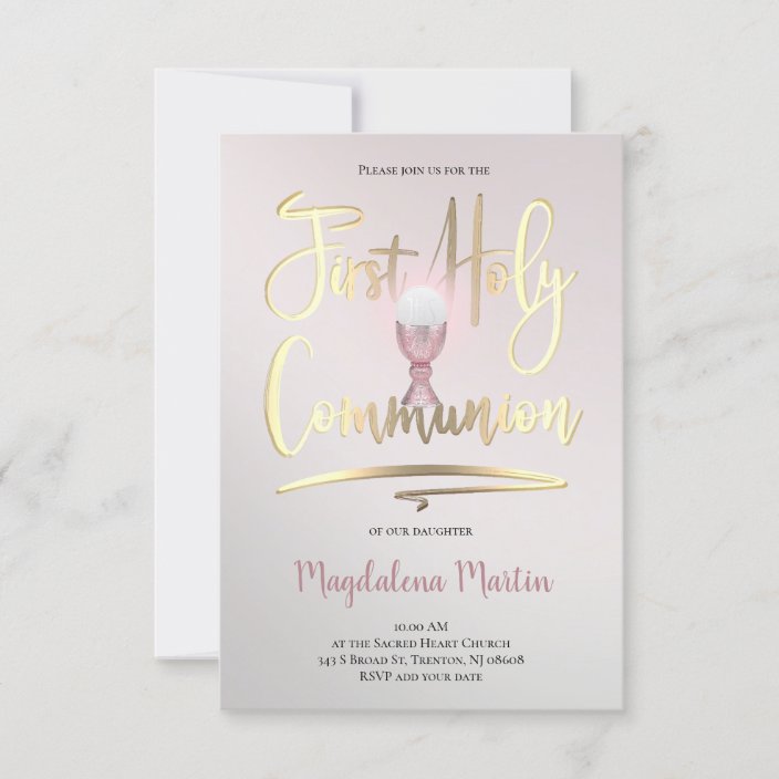 big script First Holy Communion Invitation | Zazzle.com