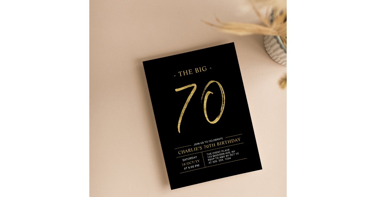 Big Seventy | Gold & Black 70th Birthday Party Invitation | Zazzle