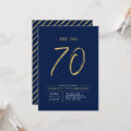 Big Seventy | Gold & Navy Blue 70th Birthday Party Invitation | Zazzle