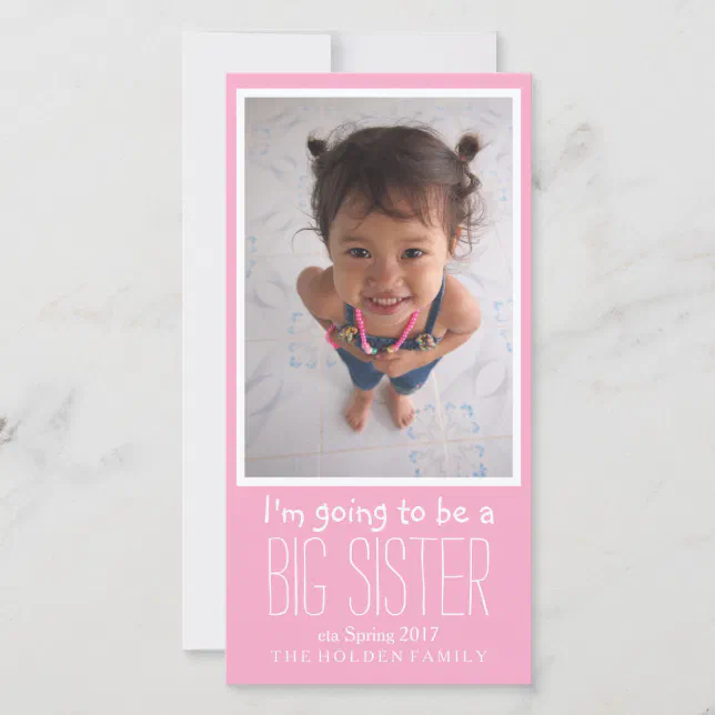 Big Sister Baby Arrival Announcement Card | Zazzle