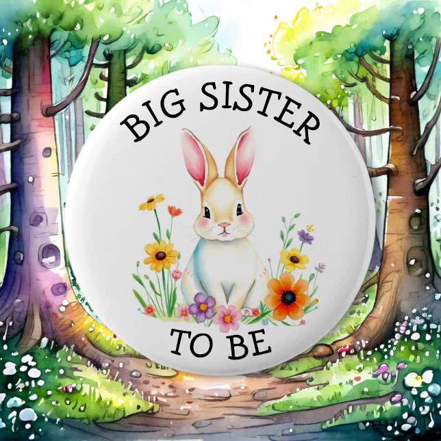 Big Sister to be | Woodland Creatures Baby Shower Button | Zazzle