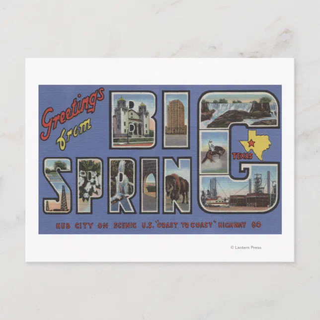 Big Spring, Texas - Large Letter Scenes Postcard | Zazzle