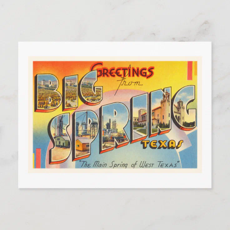 Big Spring Texas TX Old Vintage Travel Souvenir Postcard | Zazzle
