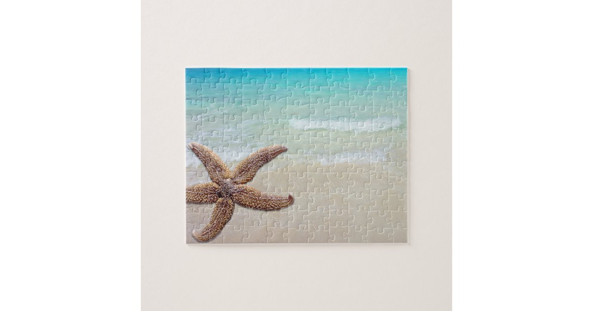 Big Starfish Beach Scene Jigsaw Puzzle | Zazzle