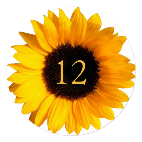 Big Sunflower Round Wedding Table Number Card | Zazzle.com