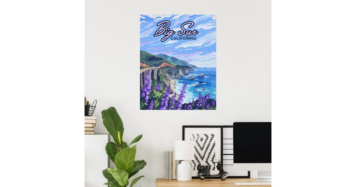 Big Sur California Coastline Retro West Coast Poster | Zazzle
