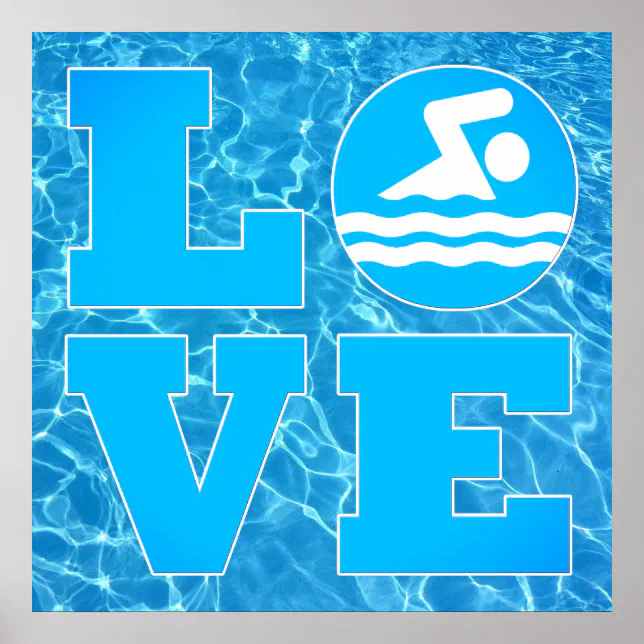 Big Swim LOVE Pool Poster for Swimmers & Coaches | Zazzle