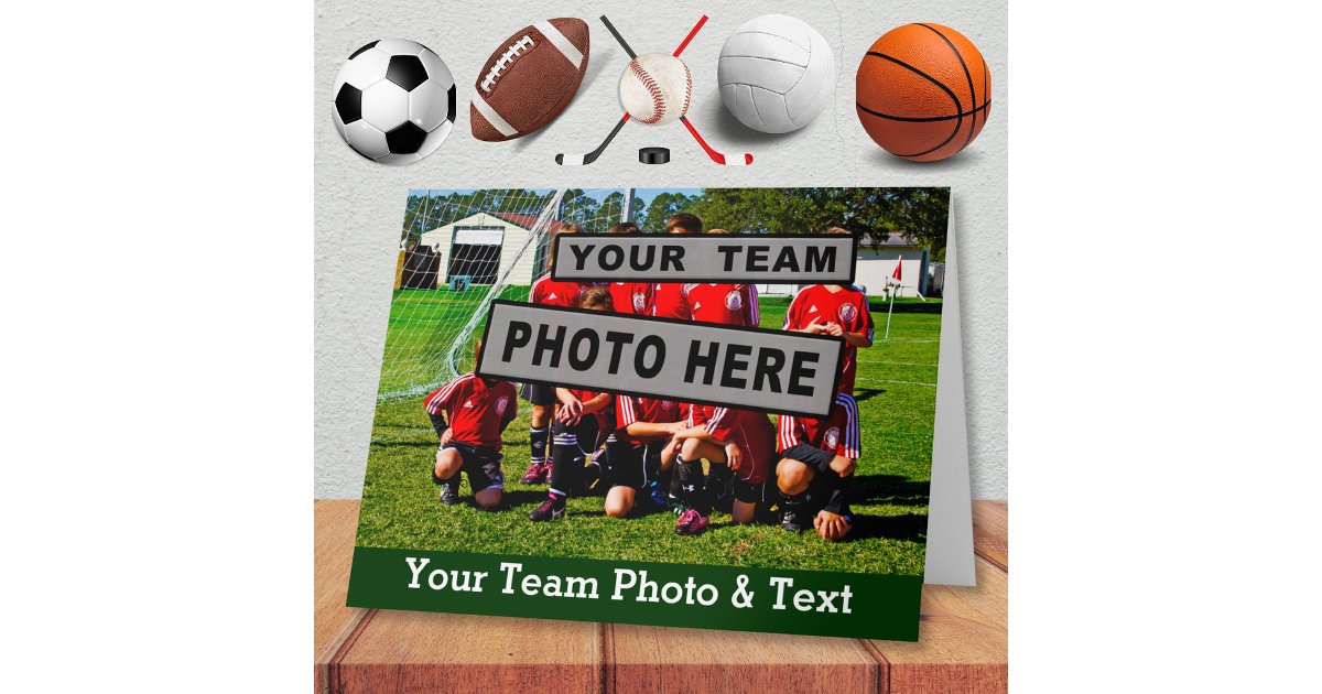 BIG TEAM PHOTO Card with Your Text too | Zazzle