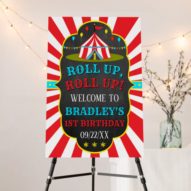 Big Top Circus Carnival 1st Birthday Welcome Foam Board | Zazzle