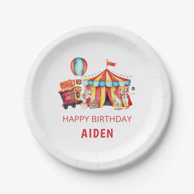Big Top Circus Happy Birthday Paper Plates | Zazzle