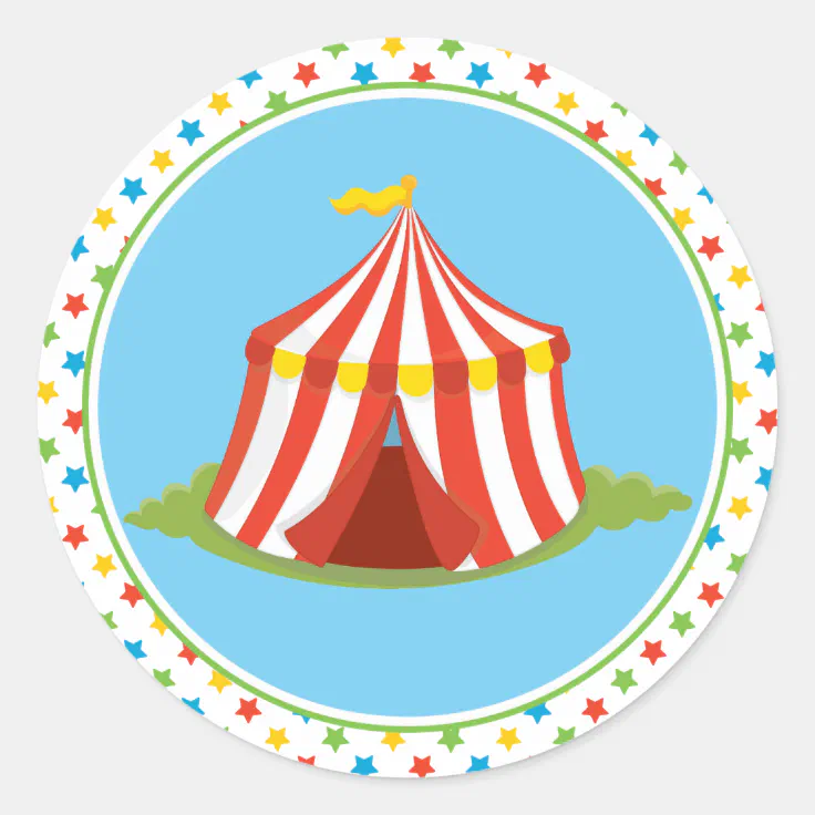 Big Top | Circus Tent | Circus Theme Classic Round Sticker | Zazzle