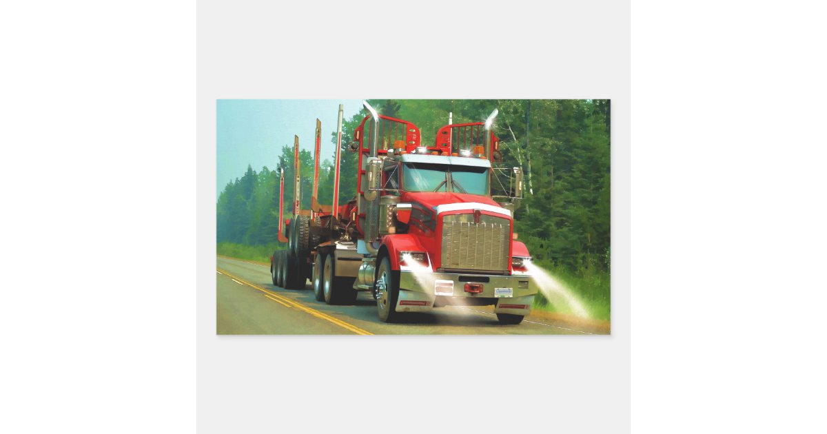 Big Truck and Highway Art for Lorry-lovers Rectangular Sticker | Zazzle