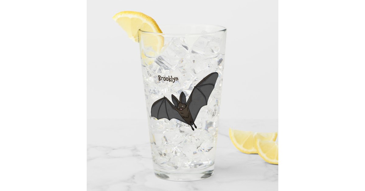 Big vampire bat cartoon illustration glass | Zazzle